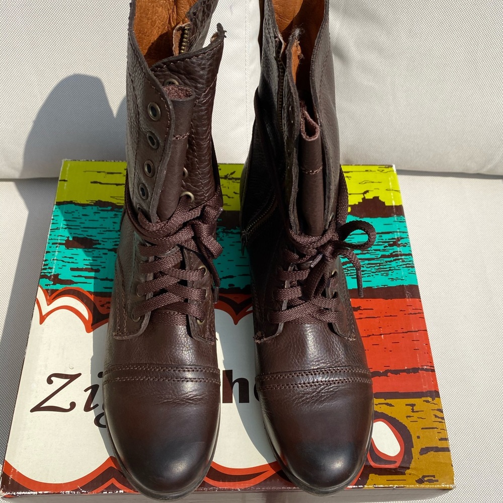 Zigi Soho “Punisher” Combat Boot - Brown Leather - Gem